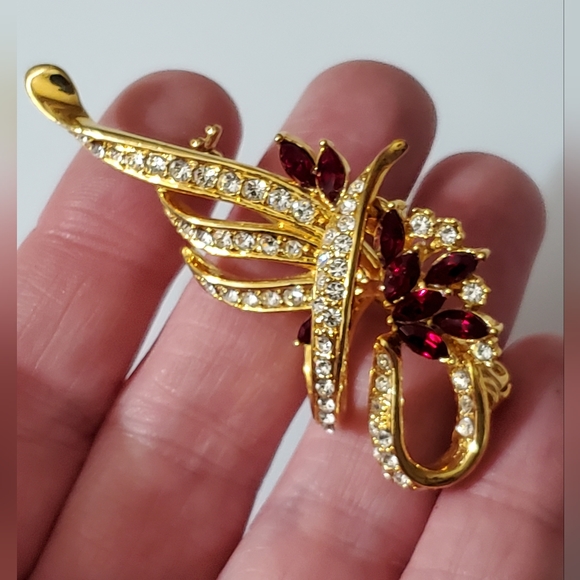 vintage estate | Jewelry | Vintage Faux Garnet Diamond Crystals Brooch ...